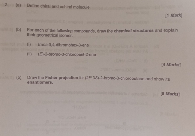 Solved (a) ﻿Define chiral and achiral molecule.[1 ﻿Mark](b) | Chegg.com