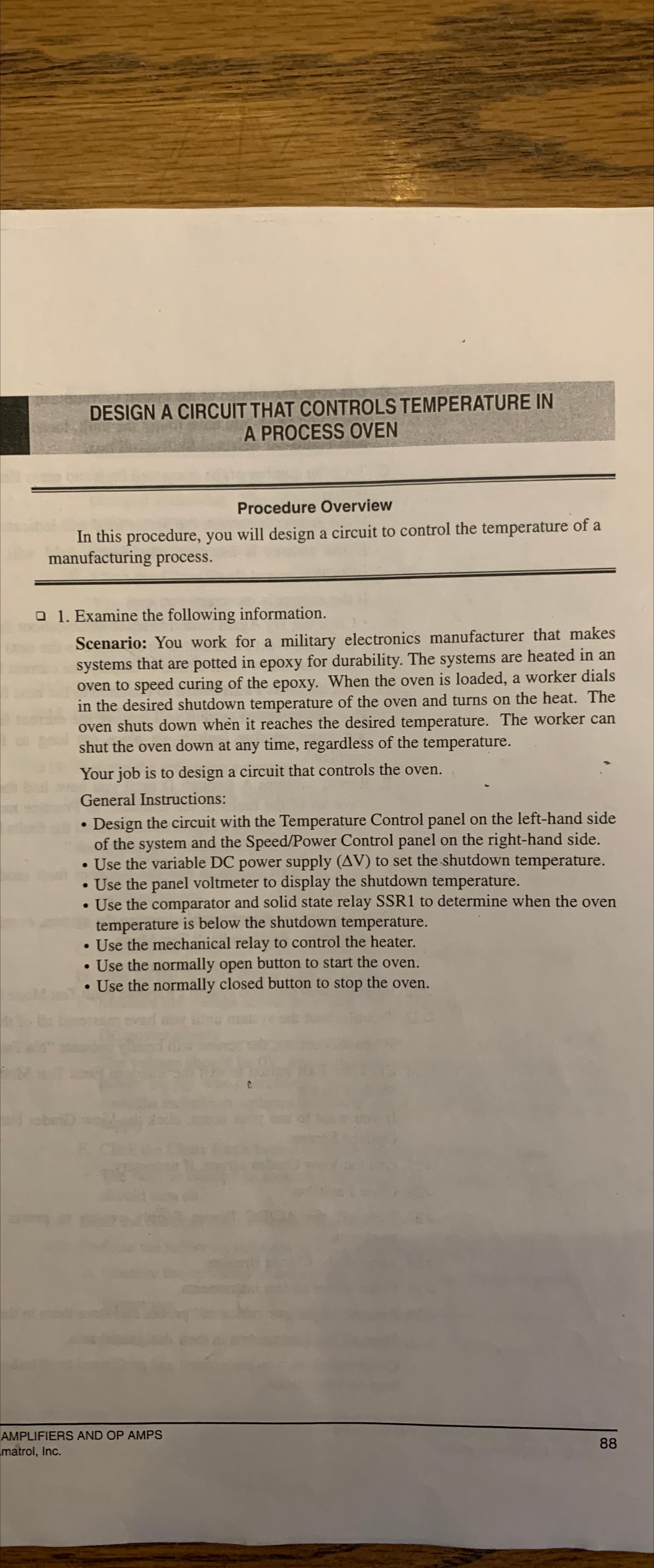Solved DESIGN A CIRCUIT THAT CONTROLS TEMPERATURE IN A | Chegg.com