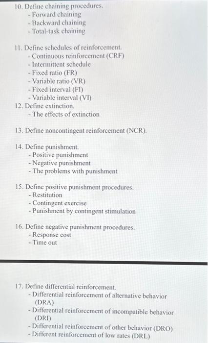 Solved 10. Define chaining procedures. - Forward chaining - | Chegg.com