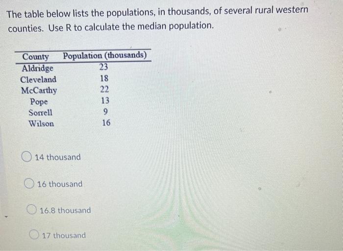 Solved For the dataset below, use R to find the first | Chegg.com