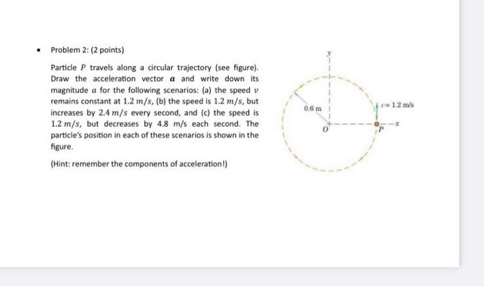 Solved Problem 2: (2 points) Particle P travels along a | Chegg.com