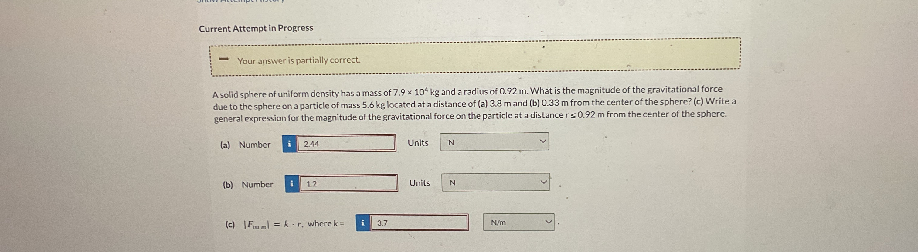 Solved Current Attempt in ProgressYour answer is partially | Chegg.com