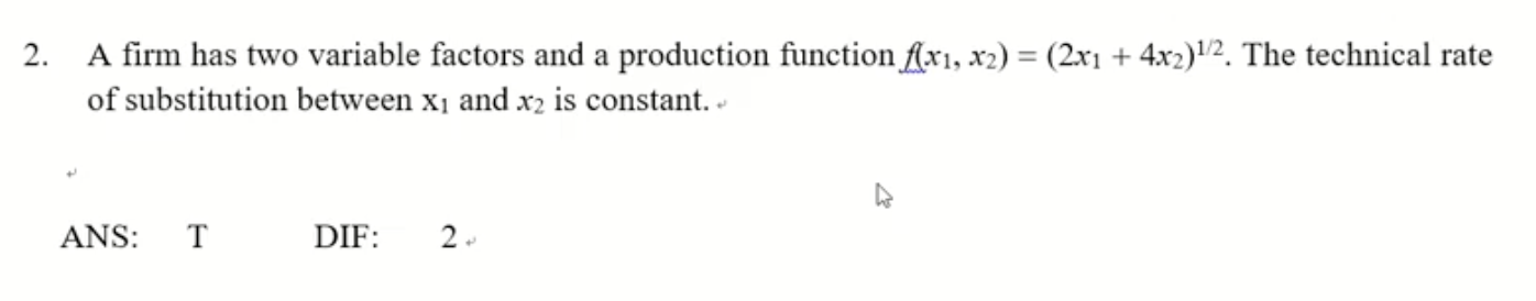 Solved A firm has two variable factors and a production | Chegg.com