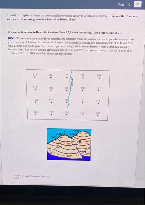 Solved Page TOPOGRAPHIC MAPS 1 - Contouring & Topo Profile | Chegg.com
