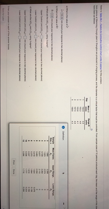 Solved Refer to Table 56.1 - Factors for Computing Control | Chegg.com
