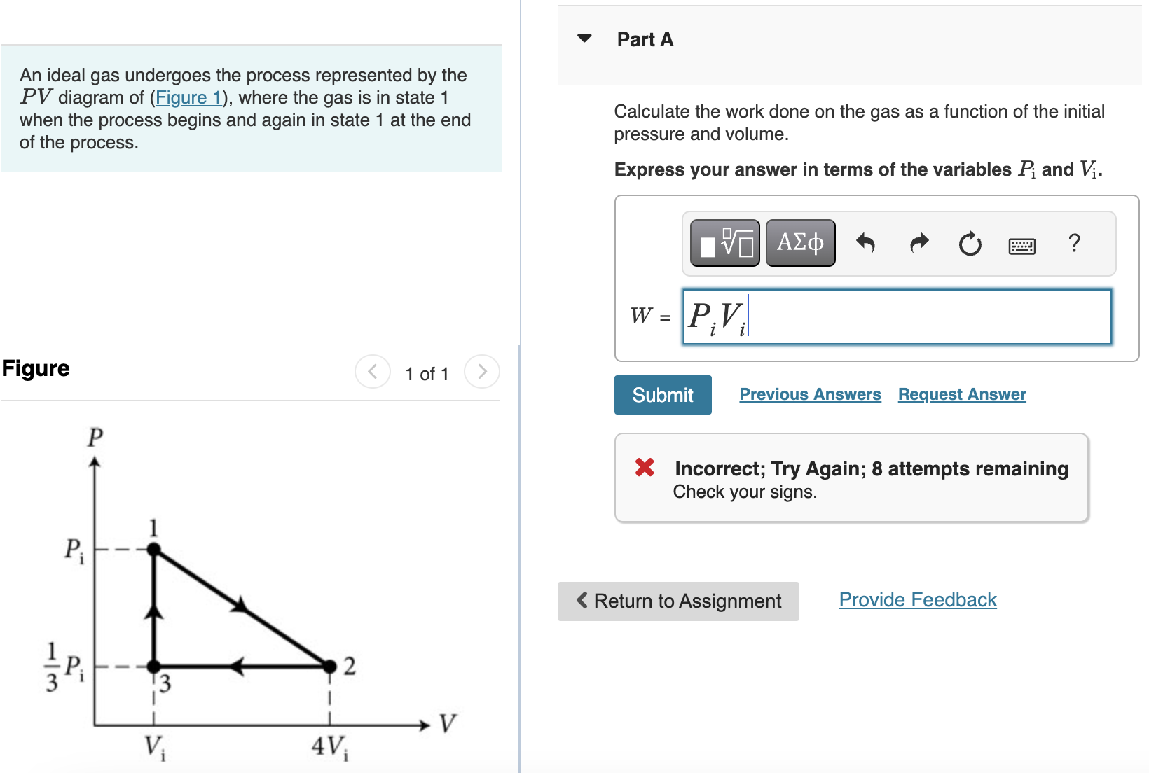 Solved An ideal gas undergoes the process represented by | Chegg.com