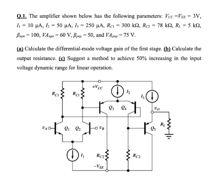 Q.1. The amplifier shown below has the following | Chegg.com
