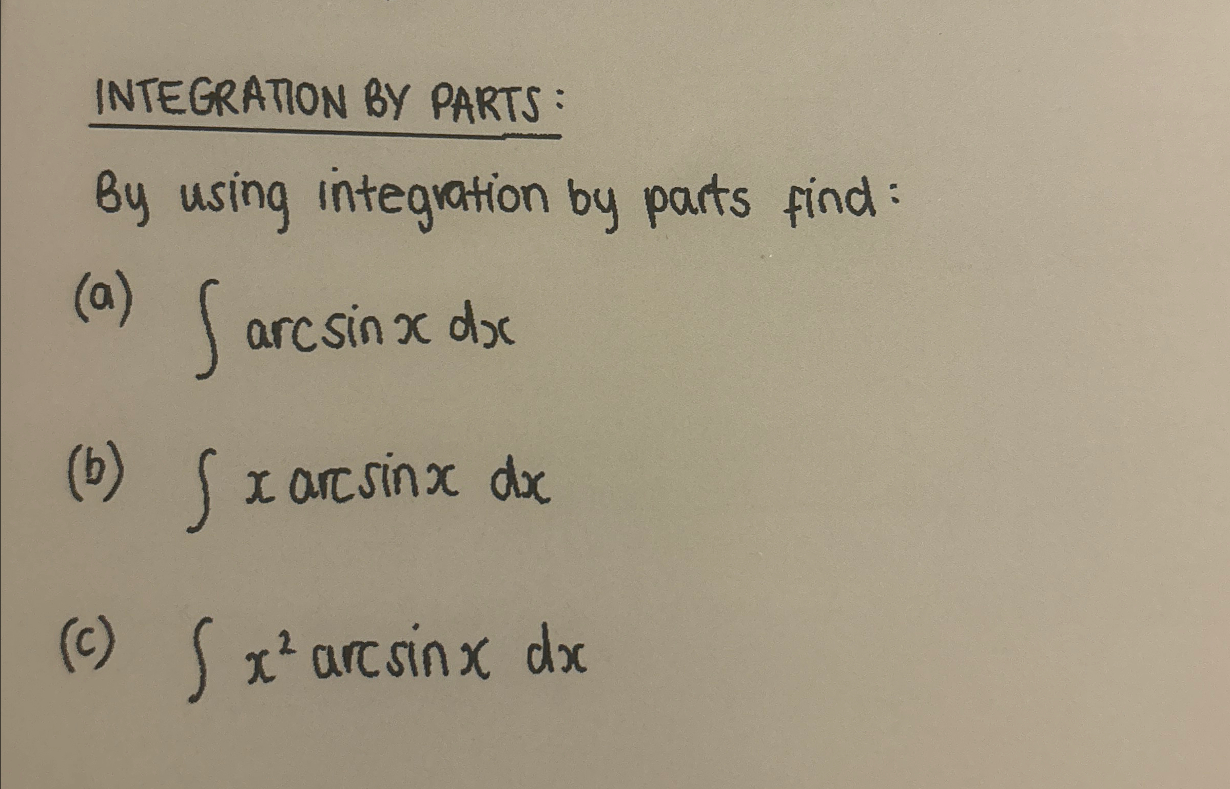 Solved INTEGRATION BY PARTS:By using integration by parts | Chegg.com