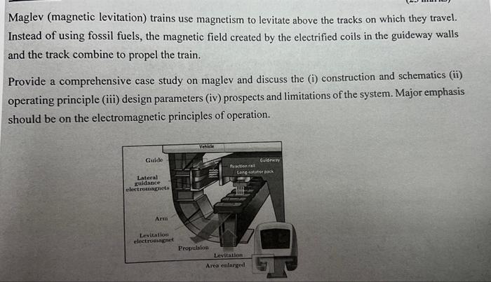 Solved Maglev (magnetic levitation) trains use magnetism to | Chegg.com