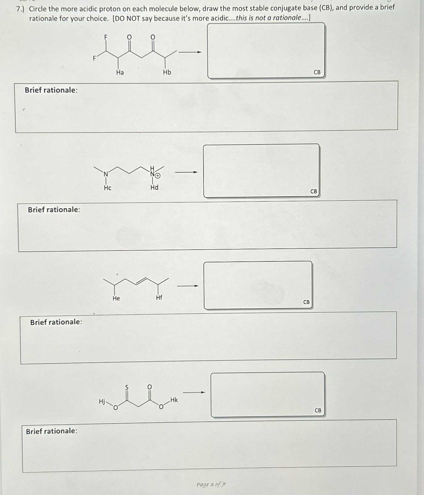 Solved Circle the more acidic proton on each molecule below, | Chegg.com