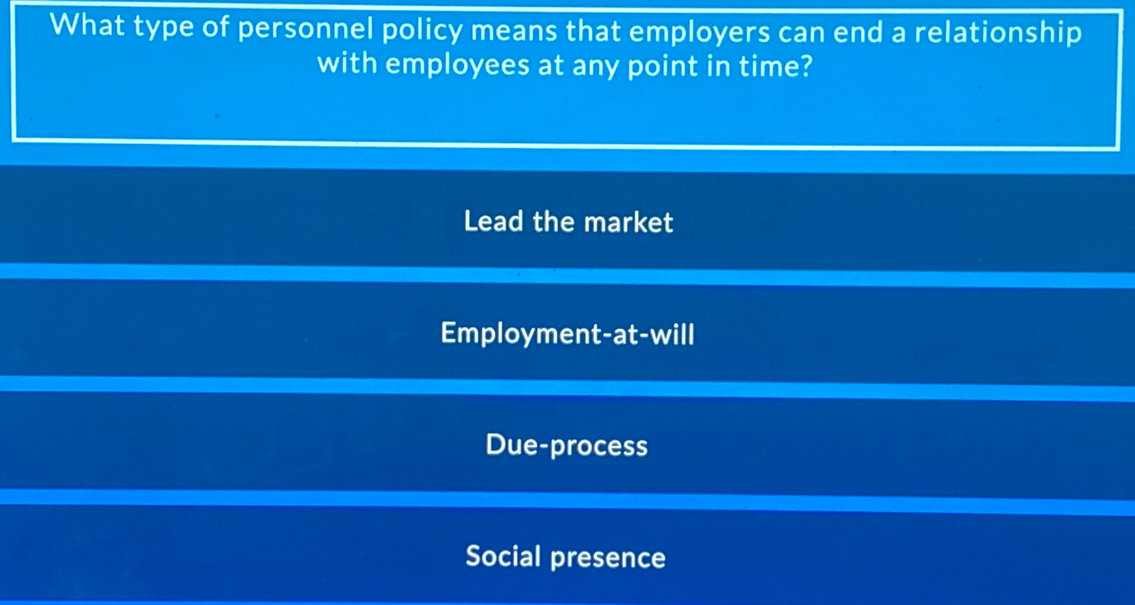 Solved What type of personnel policy means that employers | Chegg.com