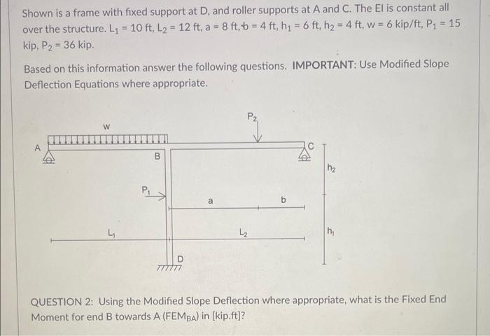Solved Shown is a frame with fixed support at D, and roller | Chegg.com