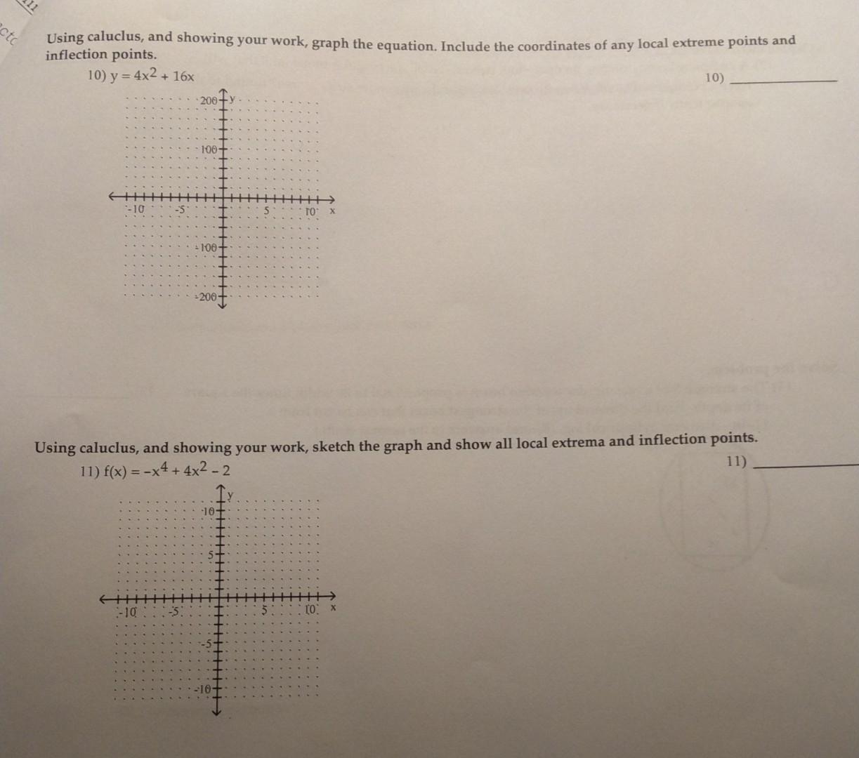 Solved Using caluclus, and showing your work, graph the | Chegg.com