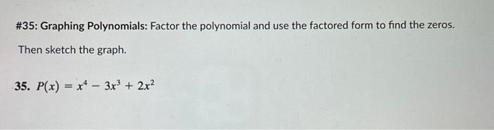 Solved \#35: Graphing Polynomials: Factor the polynomial and | Chegg.com