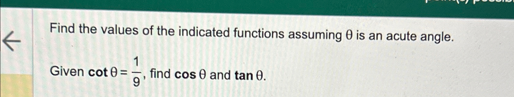 Solved Find the values of the indicated functions assuming θ | Chegg.com