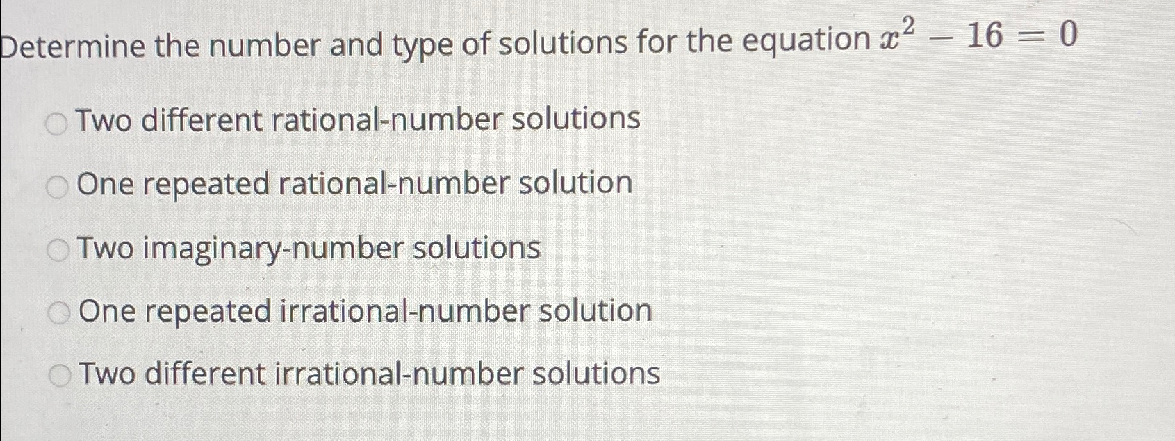Solved Determine the number and type of solutions for the | Chegg.com