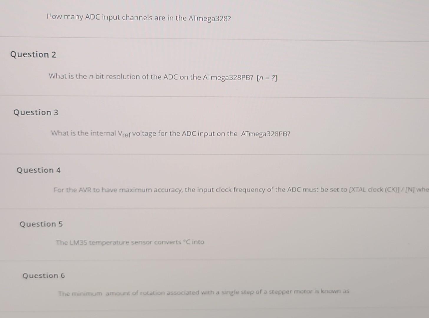 Solved How many ADC input channels are in the ATmega328? | Chegg.com