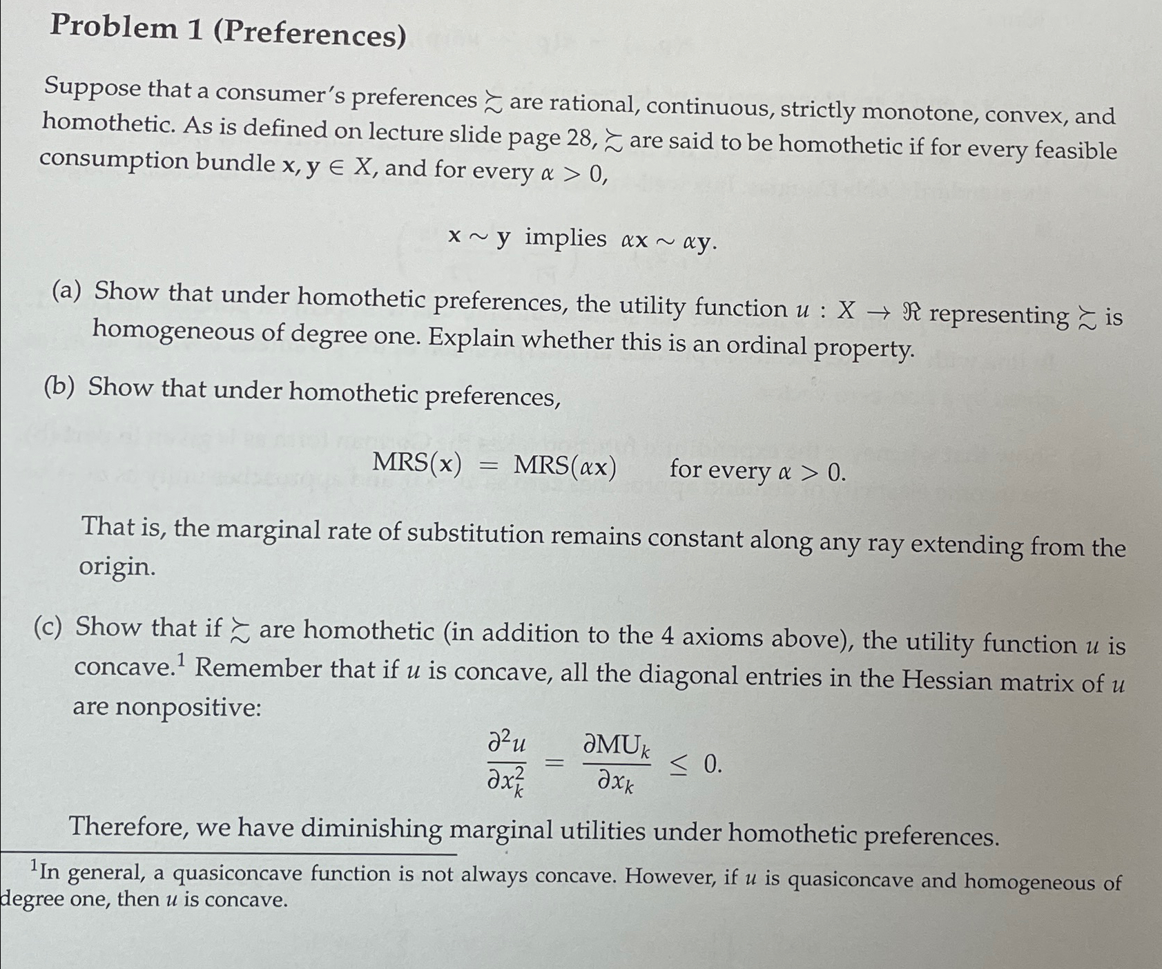 Solved Problem 1 (Preferences)Suppose that a consumer's | Chegg.com