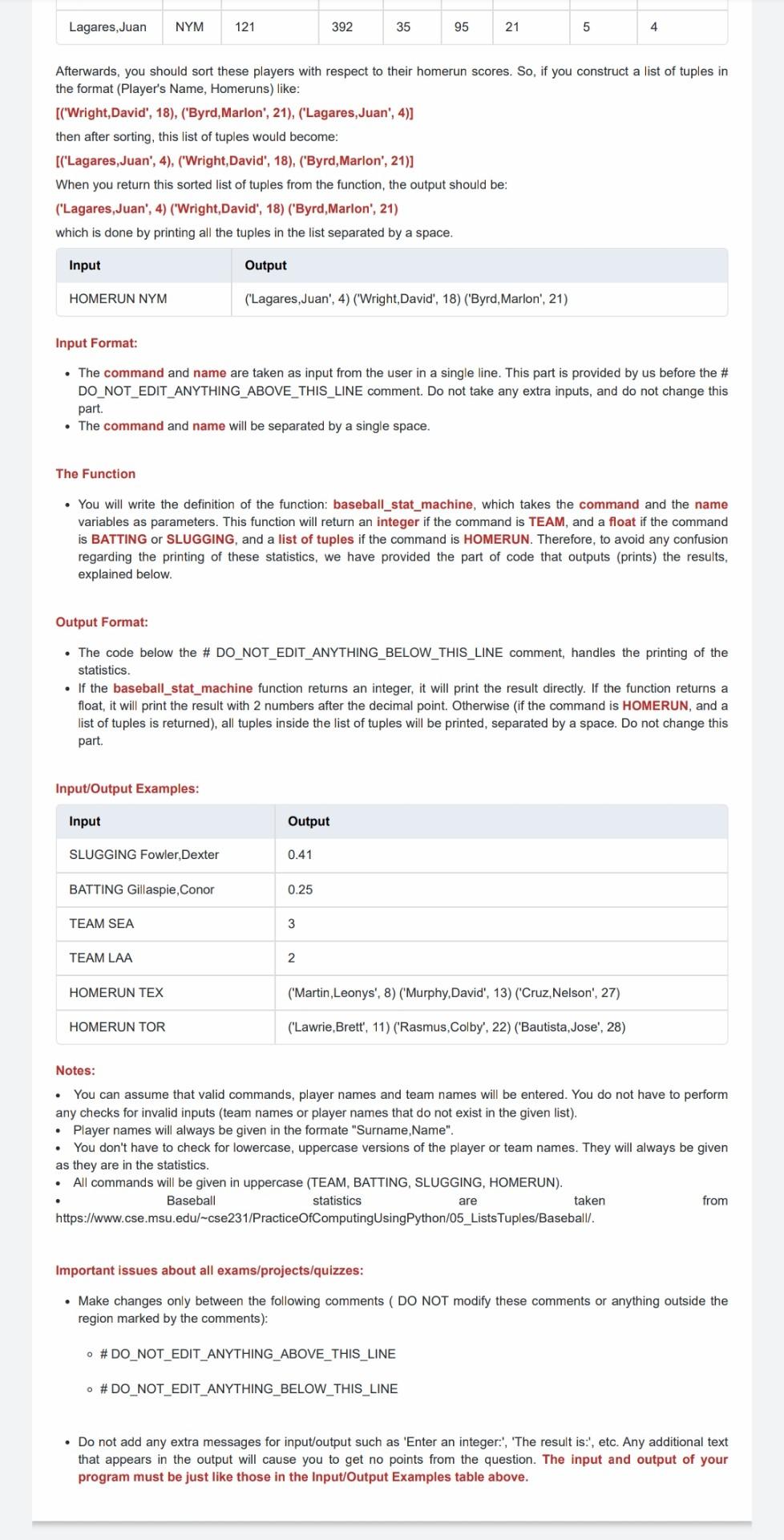 CMPE150 Spring 21 - Project 3 - Baseball In you wil | Chegg.com