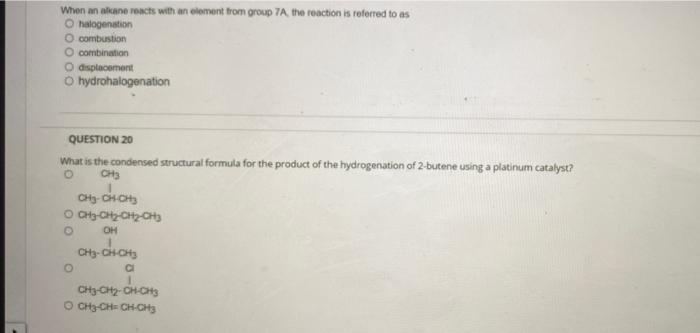 Solved When an akkane reacts with an element from group 7A. | Chegg.com
