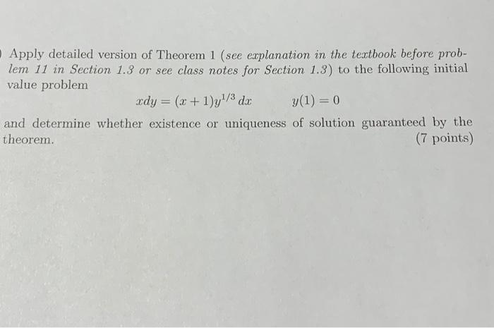 Solved Apply detailed version of Theorem 1 (see explanation | Chegg.com
