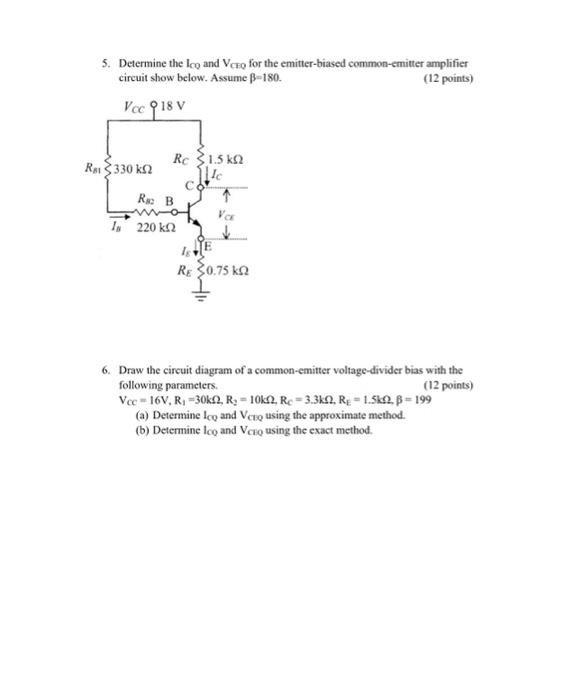 Solved 5. Determine the ICQ and VCFQ for the emitter-biased | Chegg.com