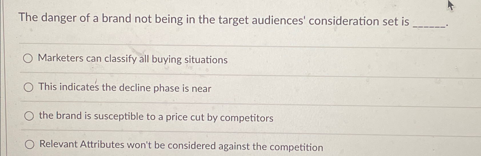 Solved The danger of a brand not being in the target | Chegg.com