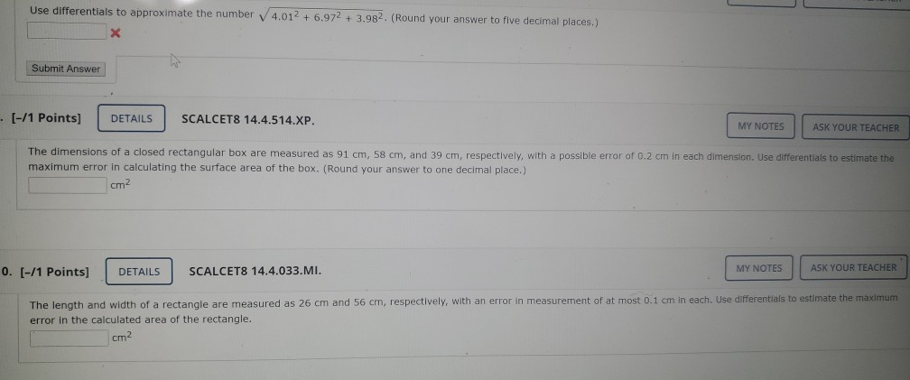 Solved Use differentials to approximate the number 4.012 + | Chegg.com