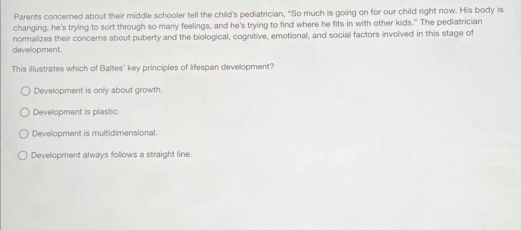 Solved Parents concerned about their middle schooler tell | Chegg.com
