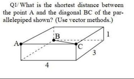 Solved Q1/What is the shortest distance between the point A | Chegg.com