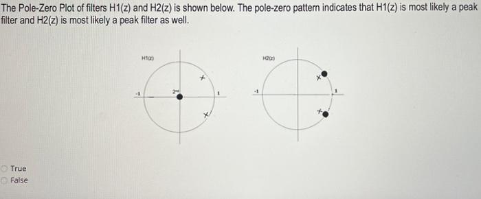 Solved The Pole-Zero Plot of filters H1(z) and H2(z) is | Chegg.com