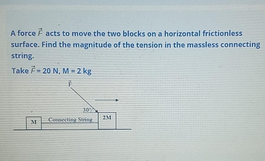 Solved A force } acts to move the two blocks on a horizontal | Chegg.com