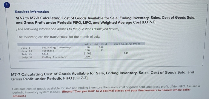 Solved Required information M7-7 to M7-9 Calculating Cost of | Chegg.com