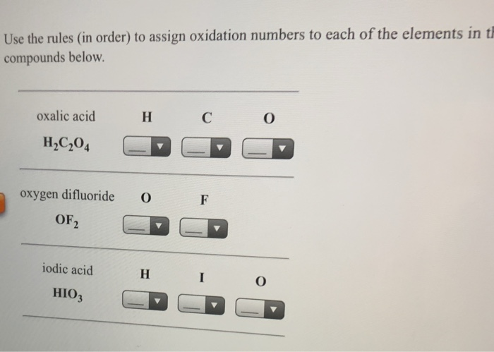Solved Use the rules (in order) to assign oxidation numbers | Chegg.com