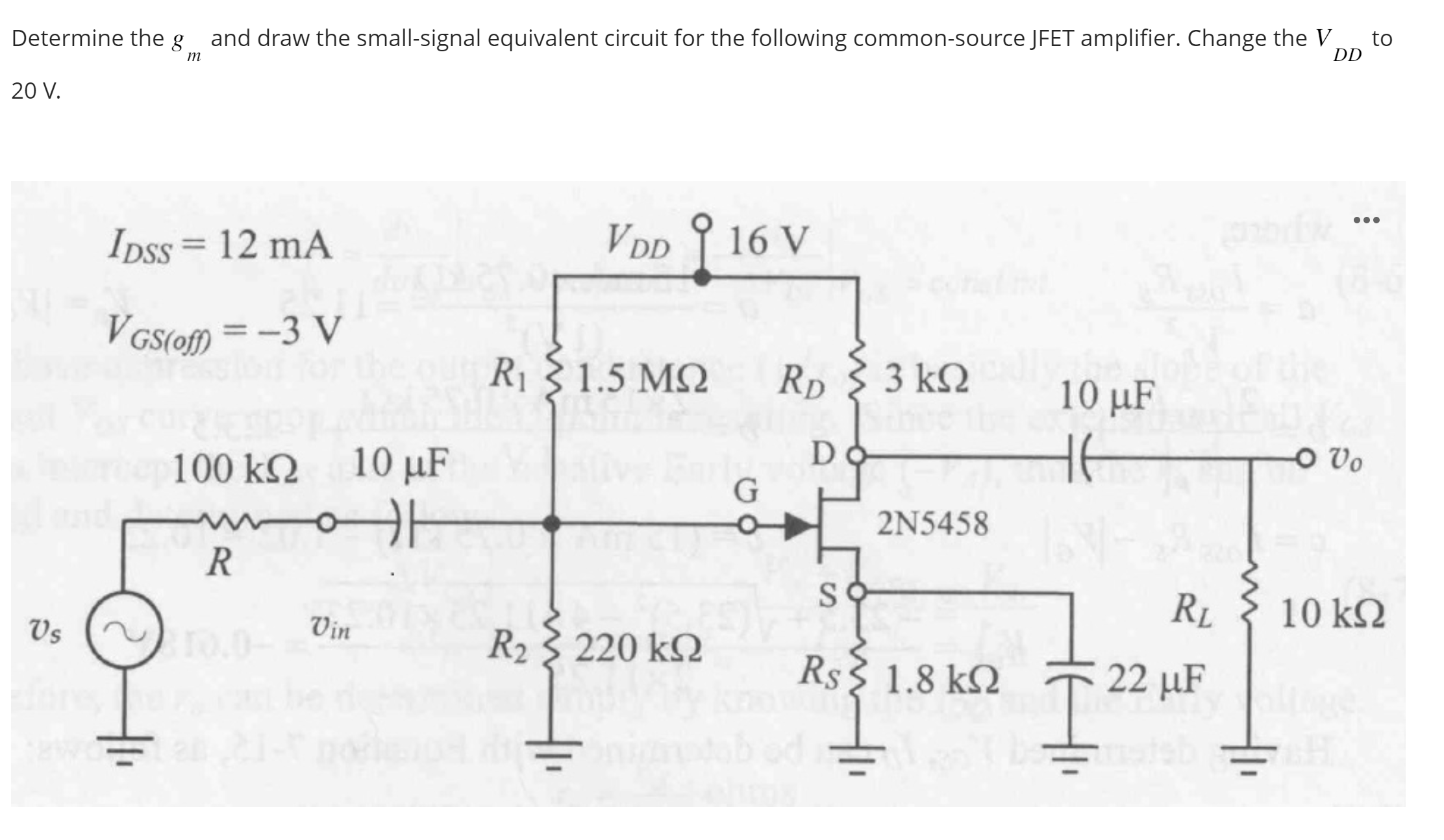 Solved Determine the gm ﻿and draw the small-signal | Chegg.com
