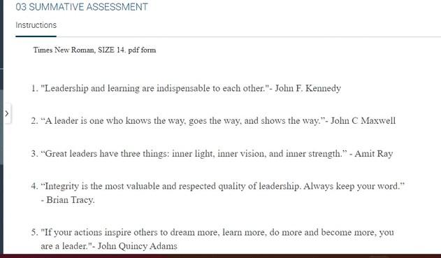Solved 03 SUMMATIVE ASSESSMENT Instructions Times New Roman, | Chegg.com