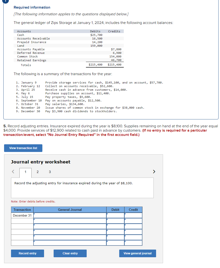 Solved 5. ﻿Record adjusting entries. Insurance expired | Chegg.com