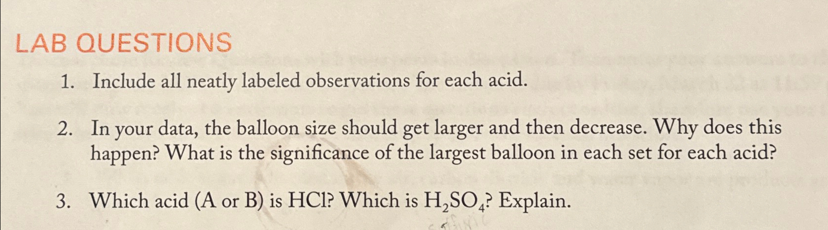 Solved LAB QUESTIONSInclude all neatly labeled observations | Chegg.com
