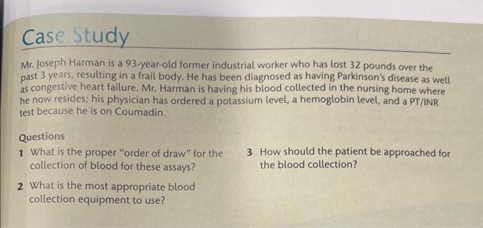 Solved Mr. Joseph Harman is a 93-year-old former industrial | Chegg.com