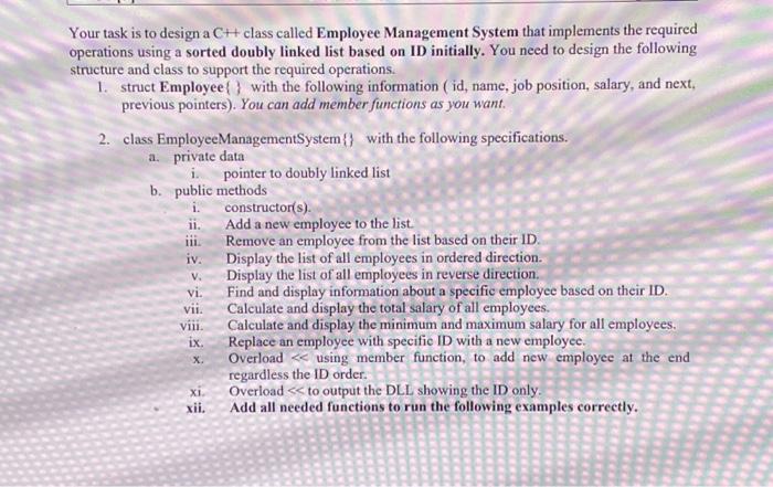 Solved Your task is to design a C ++ class called Employee | Chegg.com