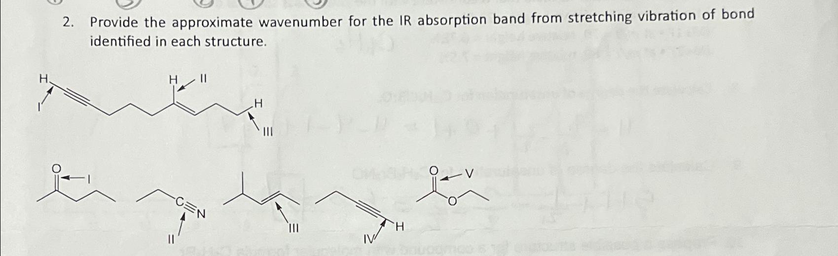Solved Provide the approximate wavenumber for the IR | Chegg.com