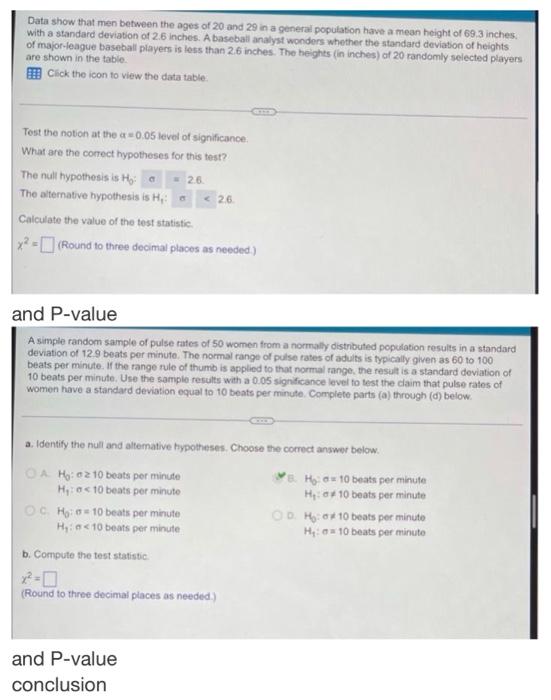 Tual and P-value and P-value conclusion P-value | Chegg.com