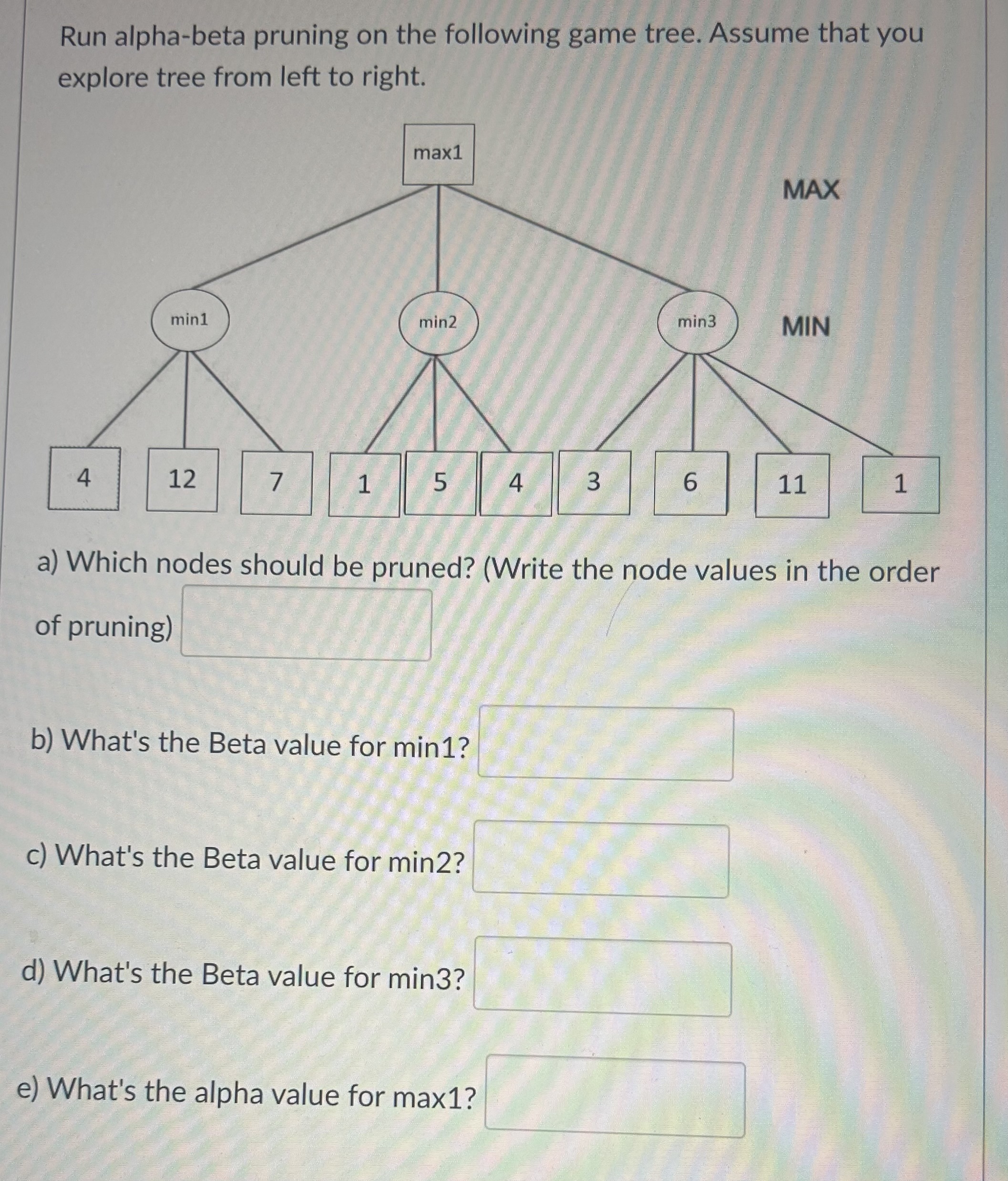 Solved Run alpha-beta pruning on the following game tree. | Chegg.com