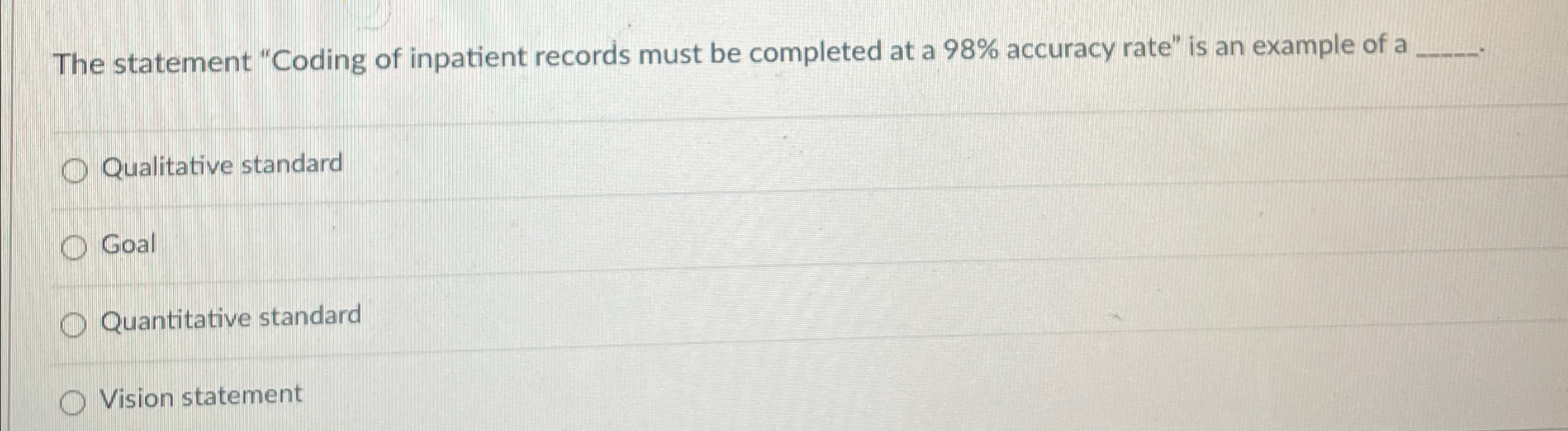 Solved The statement "Coding of inpatient records must be | Chegg.com