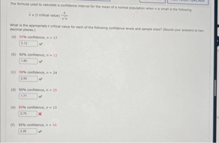 Solved xˉ+(t critical value )n5 What is the appropriate t | Chegg.com
