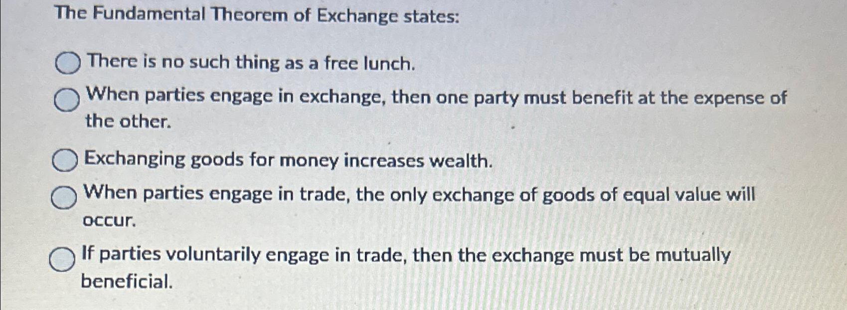 Solved The Fundamental Theorem of Exchange states:There is | Chegg.com