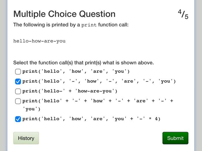Solved Multiple Choice Question 4/5 The following is printed | Chegg.com Solved Multiple Choice Question 4/5 The following is printed | Chegg.com