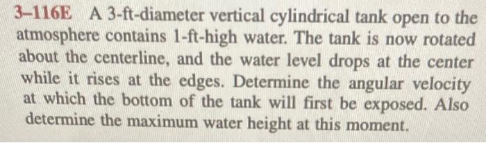 Solved 3-116E A 3-ft-diameter vertical cylindrical tank open | Chegg.com