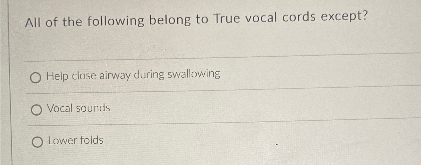 Solved All of the following belong to True vocal cords | Chegg.com