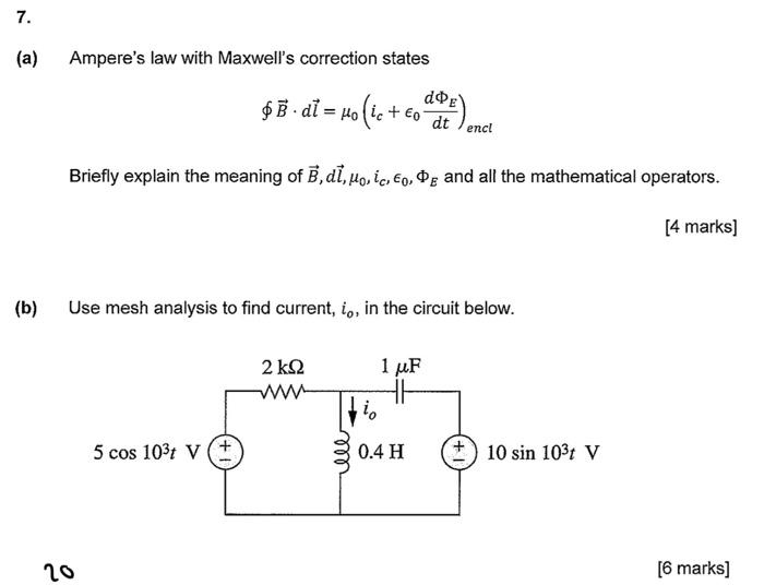 Solved (a) Ampere's law with Maxwell's correction states | Chegg.com